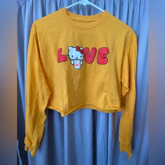 Tops | Cup Noodles X Hello Kitty Long Sleeve Crop Top | Poshmark